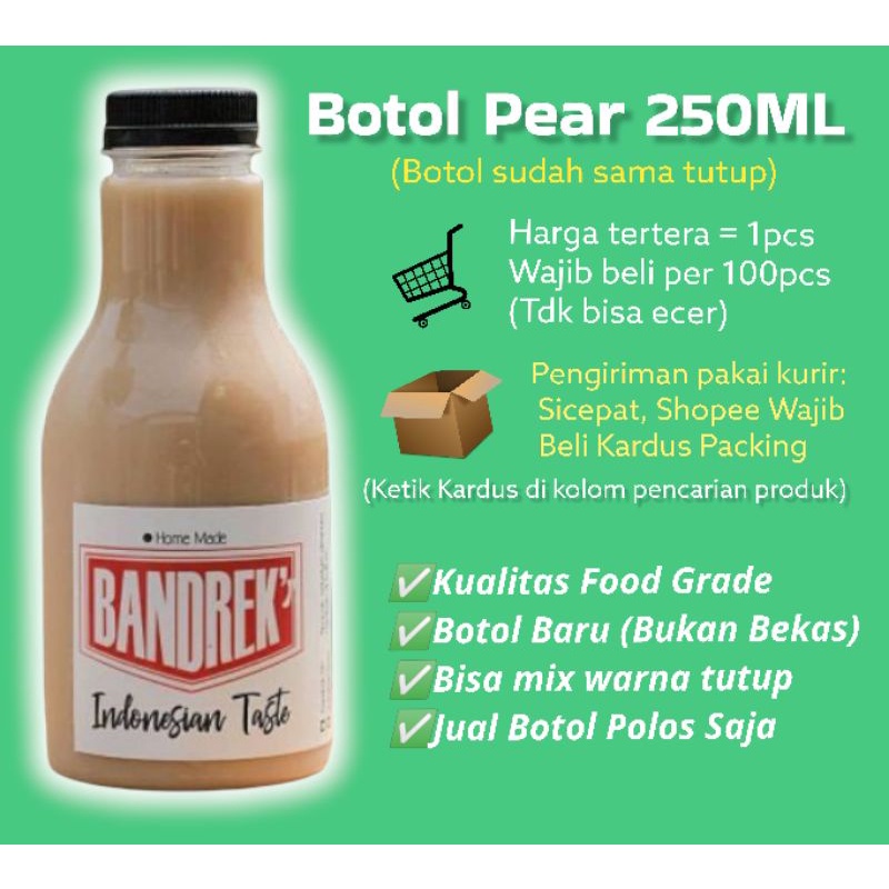 Jual Botol pear 250 ml / Botol plastik 250 ml Beli per 100pcs | Shopee Indonesia
