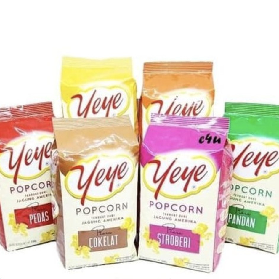 Jual Yeye Popcorn 150gr (Cokelat, Pedas, Manis Nenas, Pandan, Durian ...