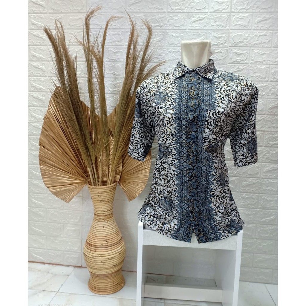 Jual DLshop KEMEJA BATIK PRADA FOIL MOTIF CACING MODEL KLEP INTIP TGN ...