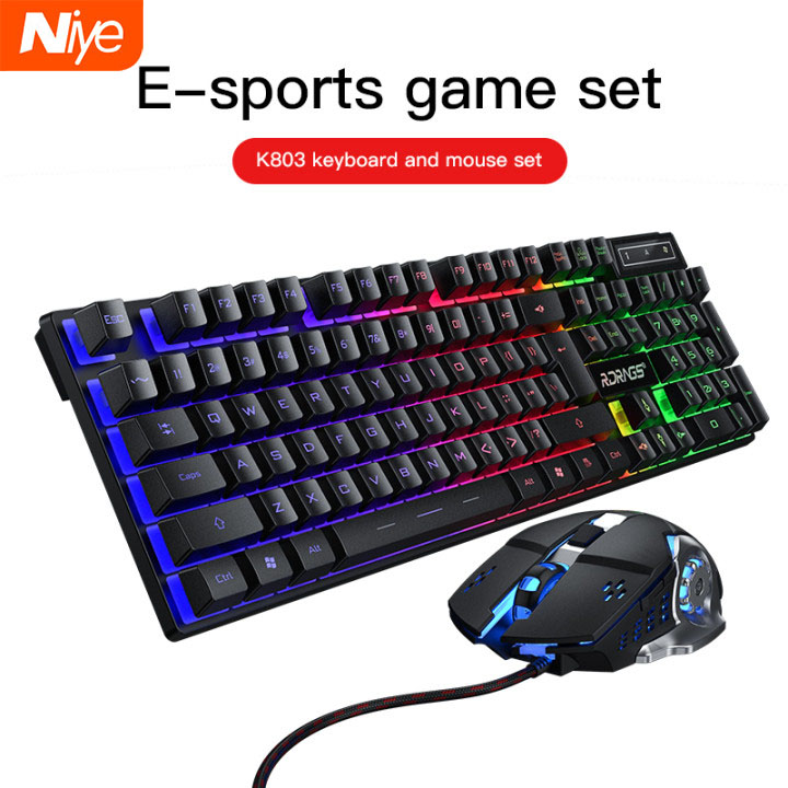 Jual Gaming Keyboard and Mouse ESports Keyboard Mouse Set with Colorful ...