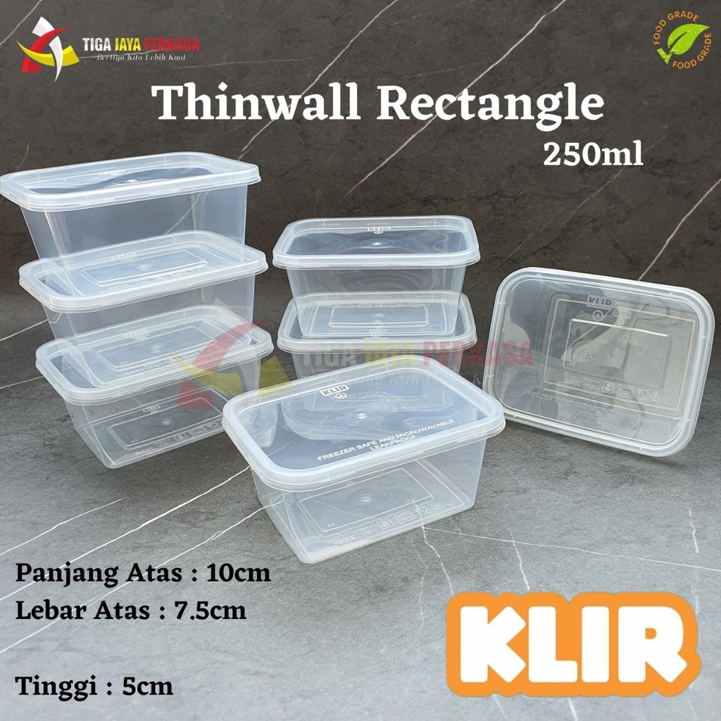 Jual Thinwall Kecil Klir Rectangel 250ml Kotak Makan Kotak Lauk