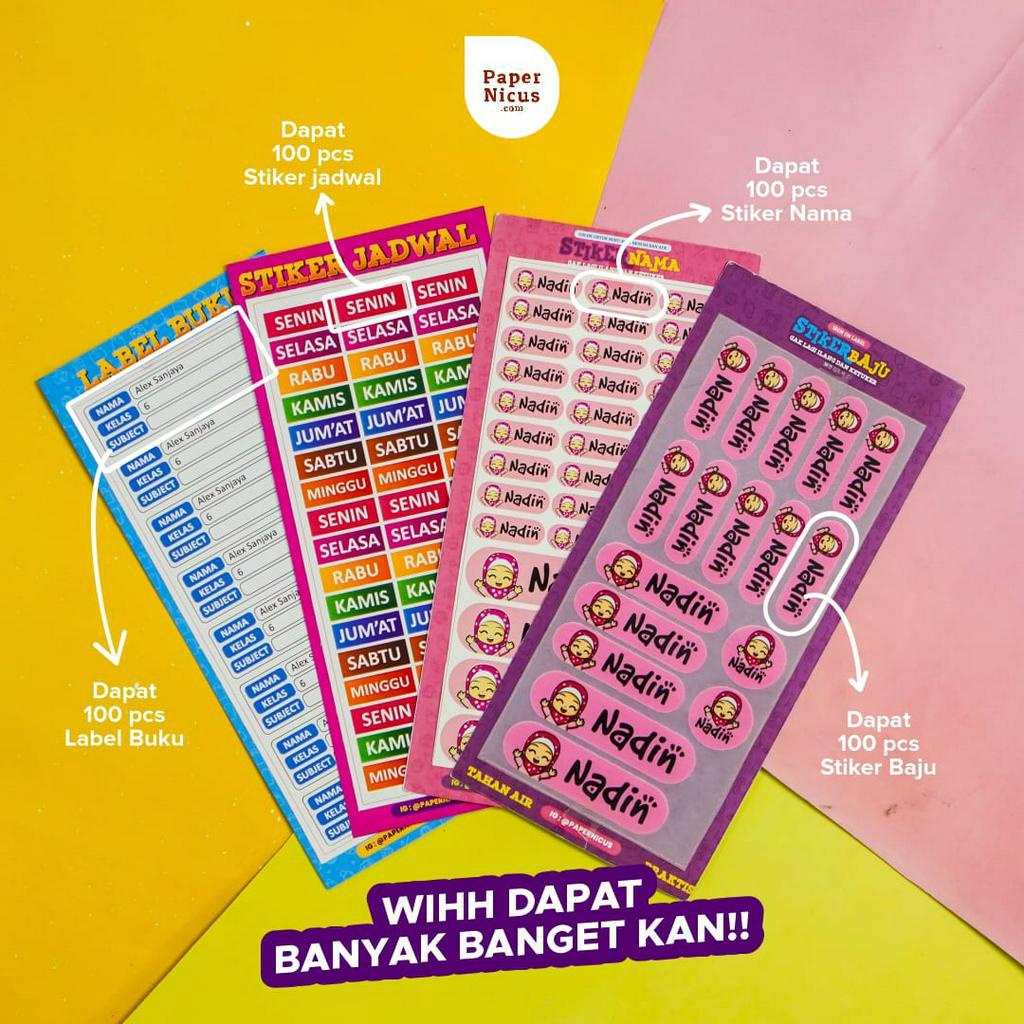 Jual Stiker Nama Waterproof Komplit Stiker Buku Stiker Jadwal Back To ...