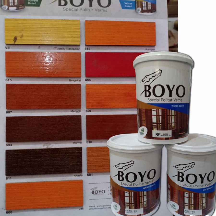 Jual Cat Kayu Politur Vernis BOYO Waterbased 1 Kg Plitur | Shopee Indonesia