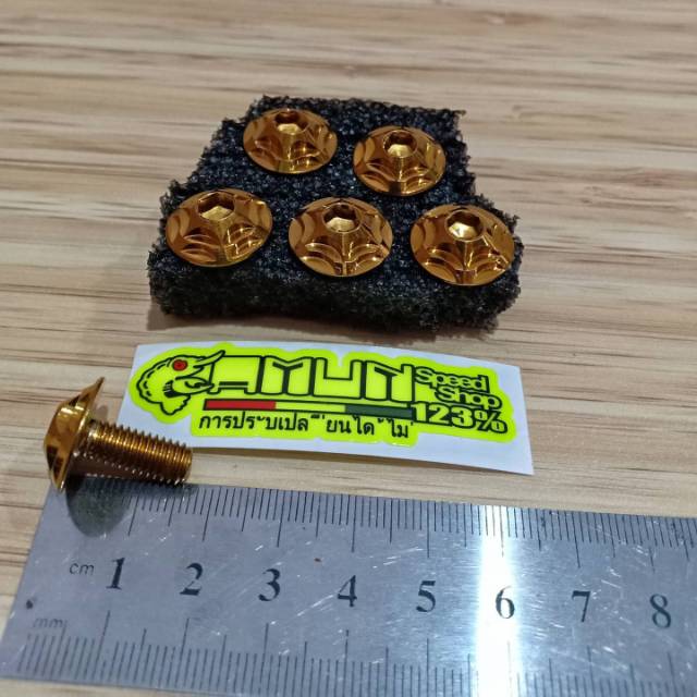 Jual Baut probolt gold payung 6x15 flower drat 10 panjang 1,5cm | Shopee Indonesia