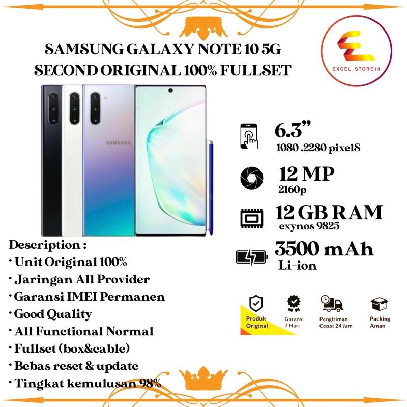 Jual Samsung Galaxy Note 10 RAM 12GB/256GB-SUPPORT 5G-SECOND MULUS ORIGINAL FULLSET | Shopee ...