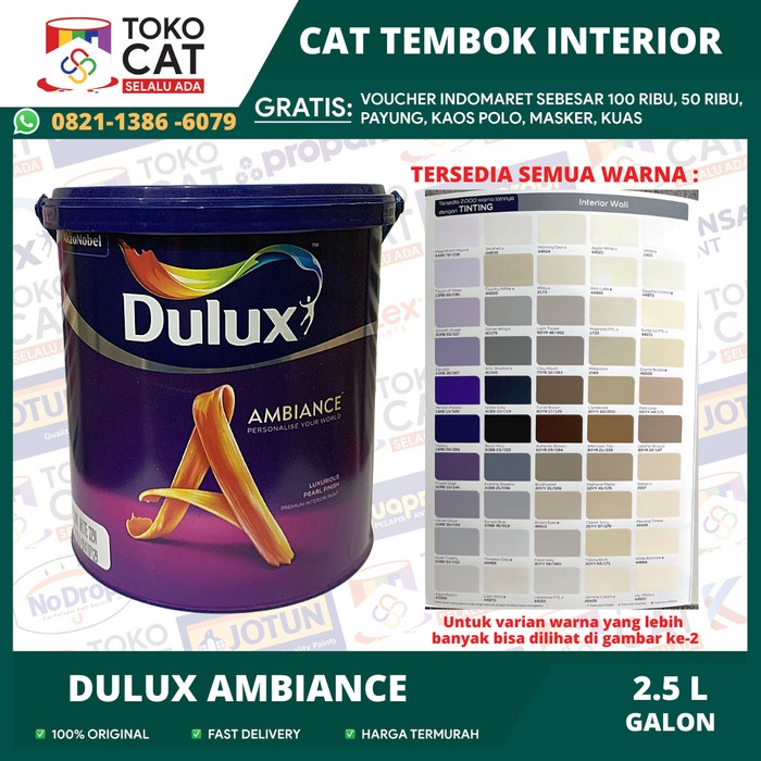 Jual CAT TEMBOK INTERIOR DULUX AMBIANCE WARNA STANDART UKURAN 20ltr ...