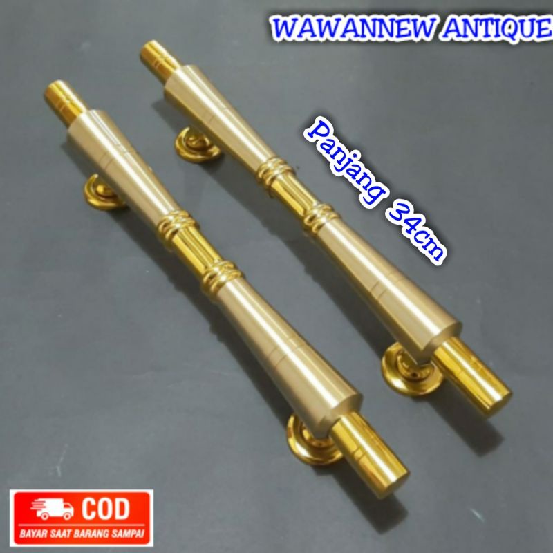 Jual Handle Pintu / Gagang Pintu Rumah Pagar Kuningan Motif Bambu Gold ...