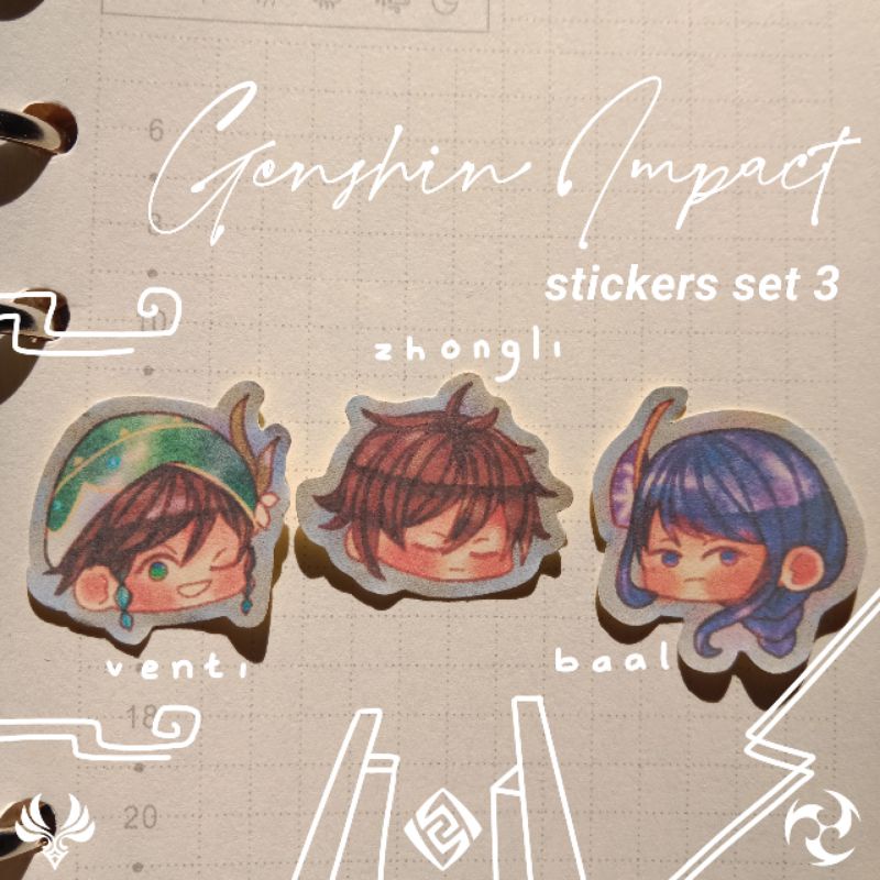 Jual Genshin Impact mini stickers set 3 | venti, zhongli, baal ...