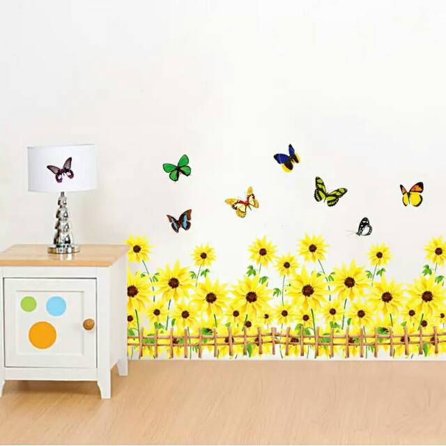 Jual RELIZA WALL STICKER / STIKER DINDING BUNGA MATAHARI RUMPUT PAGAR ...