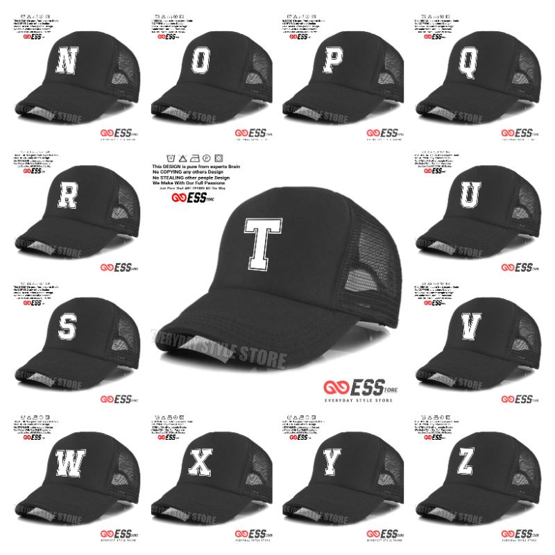 Jual Topi Huruf N-Z Trucker Jaring - Topi Custom Inisial Abjad Alphabet ...