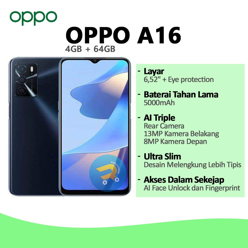 Jual OPPO A16 RAM 4 / 64 GB GARANSI RESMI OPPO INDONESIA ORIGINAL OPPO ...