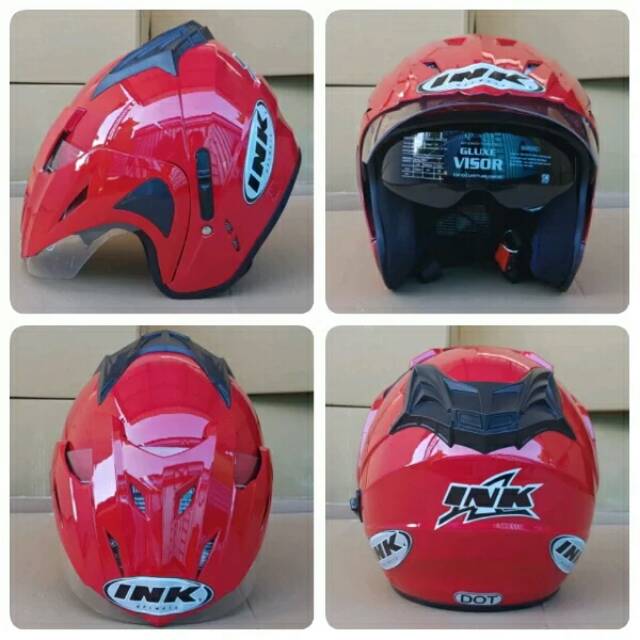 Jual HELM MODEL T1 DOUBLE VISOR MERAH FERARRY | Shopee Indonesia