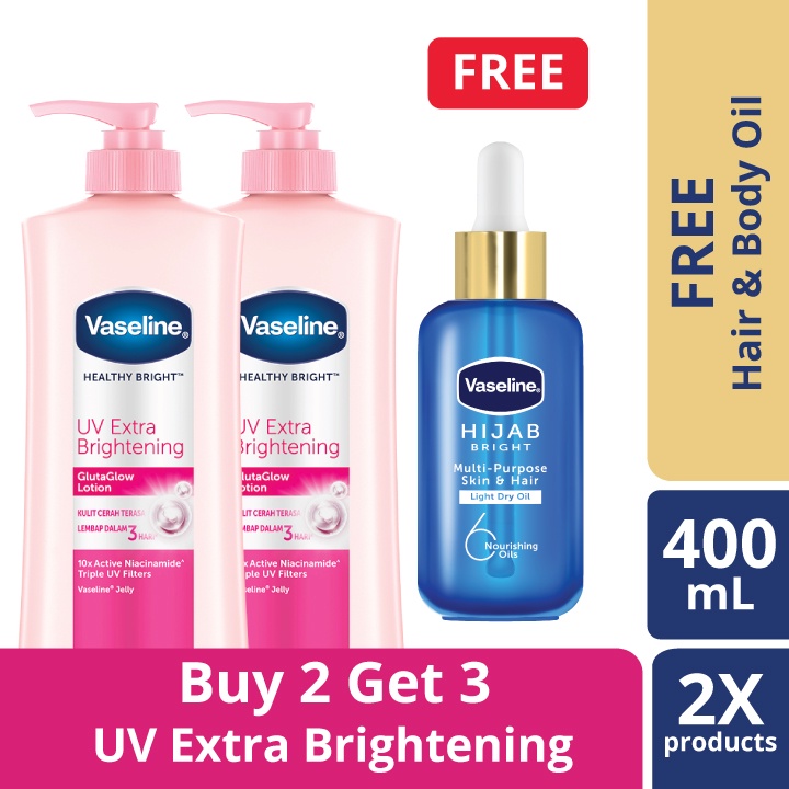 Jual Buy 2 Vaseline UV Extra Brightening 400ml Get 1 Free Hijab Multi ...