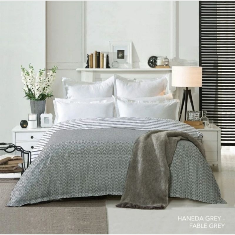 Jual King Rabbit Bed Cover Double Motif Bambu Haneda Grey | Shopee ...