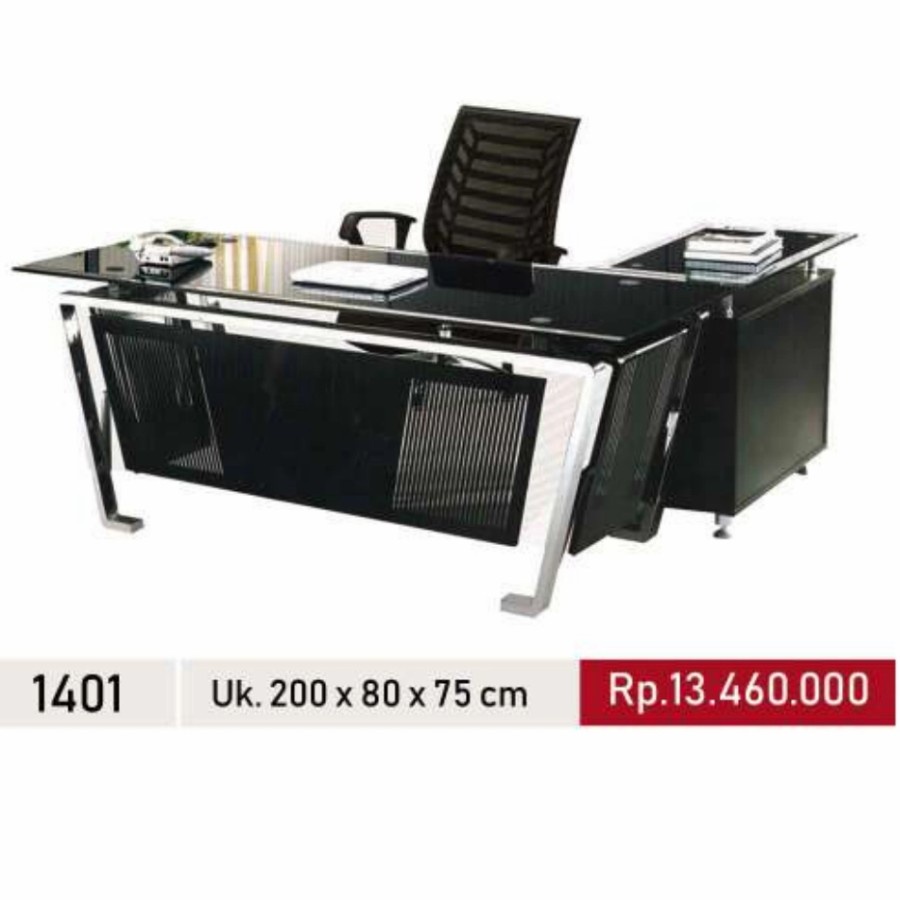 Jual Meja Direktur Kaca Import 1401 ukuran 200x80x75cm | Shopee Indonesia