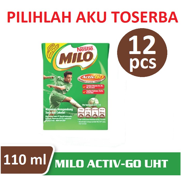 Jual Susu Milo Kotak Coklat ACTIVE GO UHT - ukuran 115 ml MENJADI 110 ml ( 1 PAKET ISI 12 PCS ...