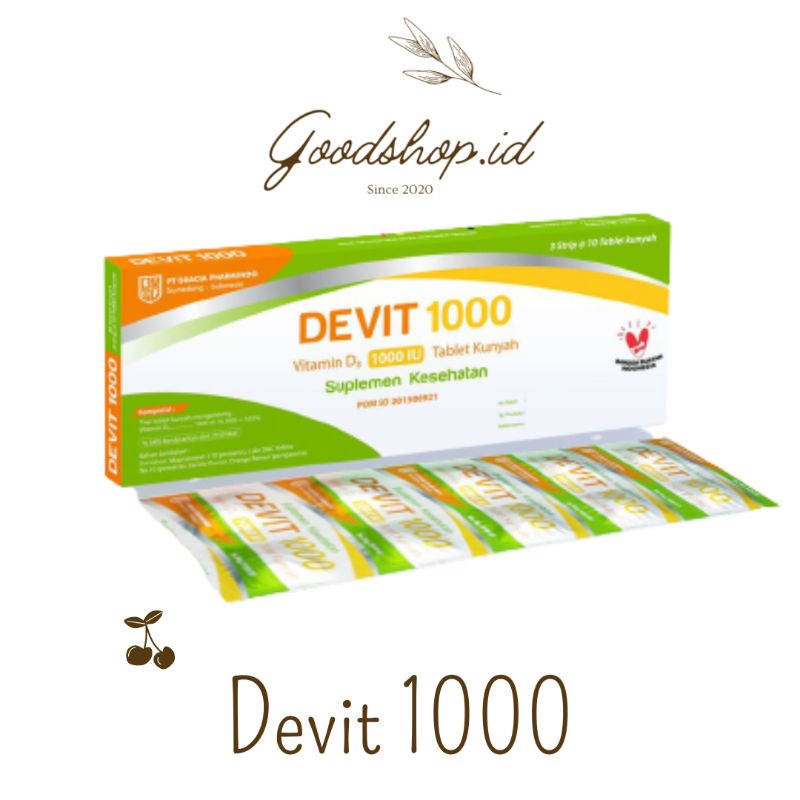 Jual VITAMIN D DEVIT 1000 IU (3 STRIP @10 TABLET KUNYAH) | Shopee Indonesia
