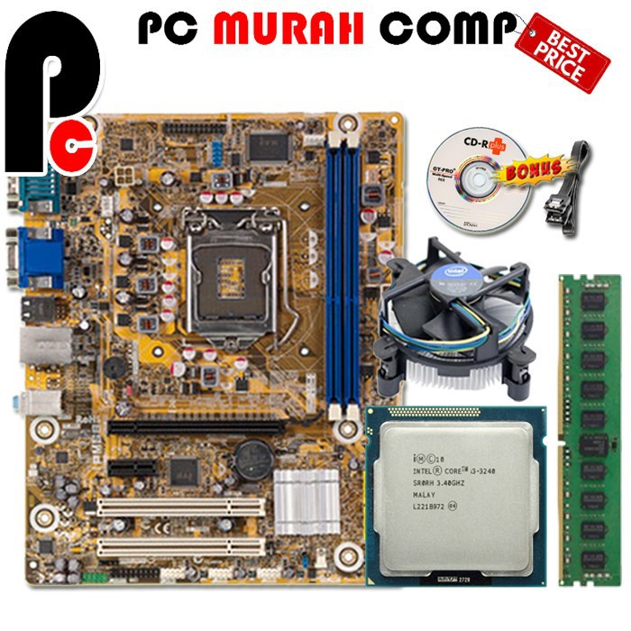 Jual Mainboard 1155 H61 Pegatron Dengan Processor I3 3240 Ram 4gb