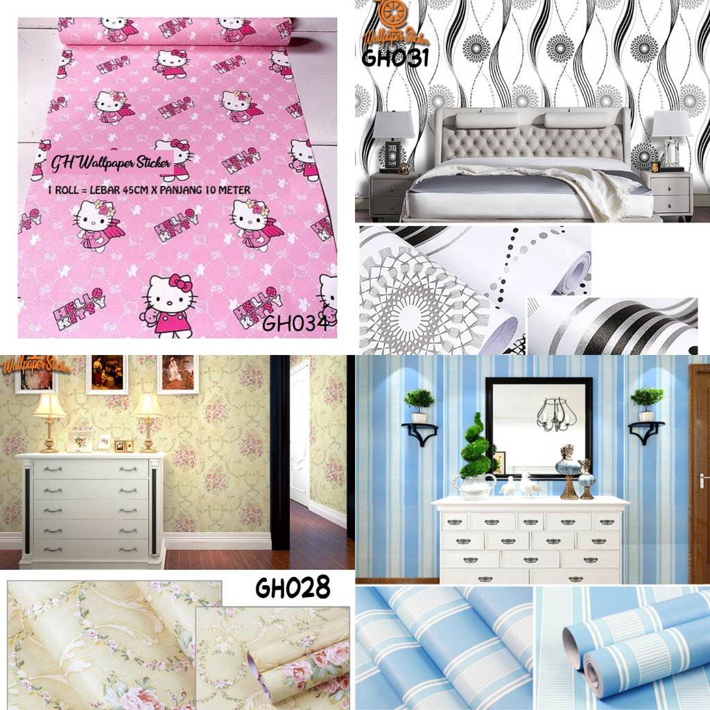Jual Stiker Dinding Kamar Tidur Ukuran 45cm x 8m Wallpaper Dinding ...