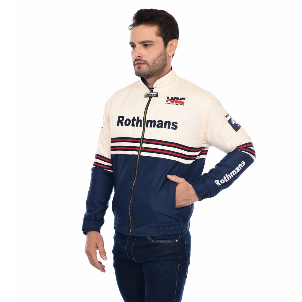 Jual JAKET MOTOR PRIA HONDA HRC ROTHMANS TEAM VINTAGE FULL BORDIR ...