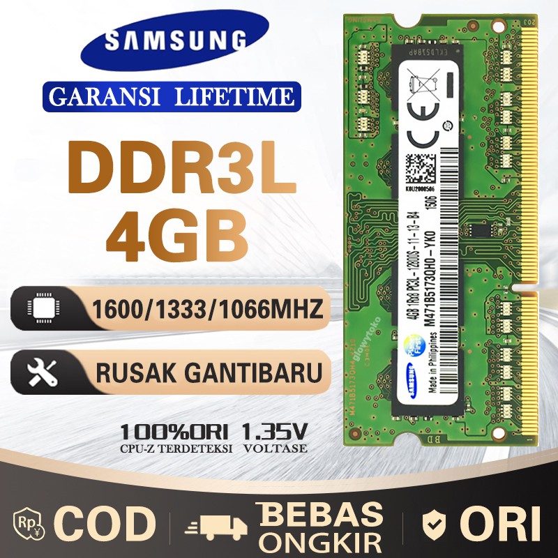 Jual Memory ram laptop samsung SODIMM DDR3 DDR3L 2GB 4GB 8GB 1600MHZ PC12800 1333MHZ PC10600 ...