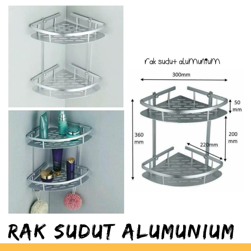 Jual Rak Sudut Kamar Mandi Siku Aluminium 2 Susun | Shopee Indonesia