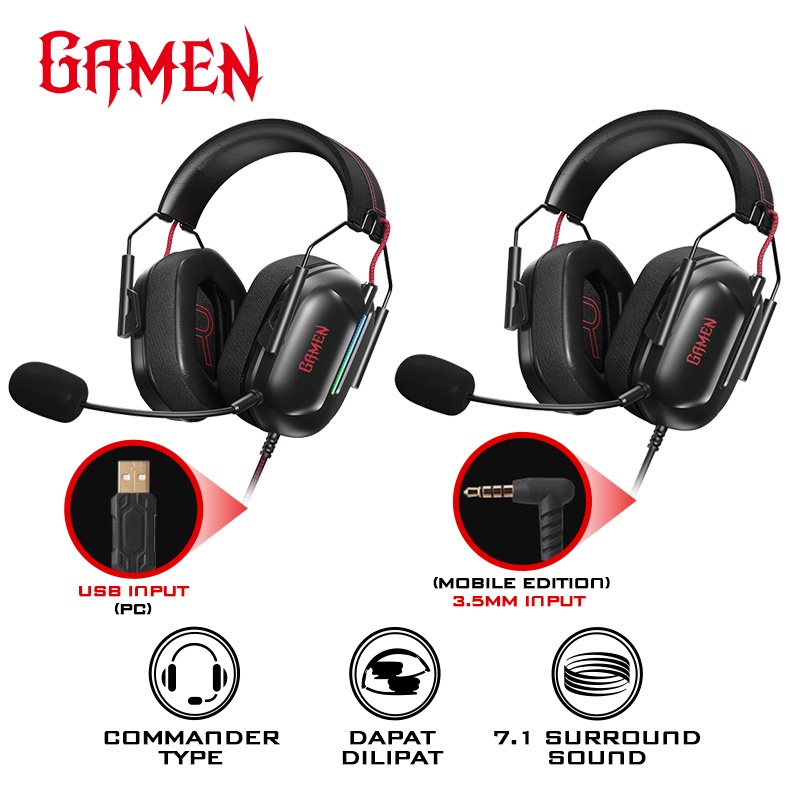 Jual GAMEN Gaming Headphone 7.1 Channel Tactical Headset Galea Free ...