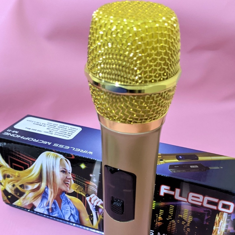 Jual MIc Wireless Professional Microphone Gold Lux Karaoke Fleco M-12 ...