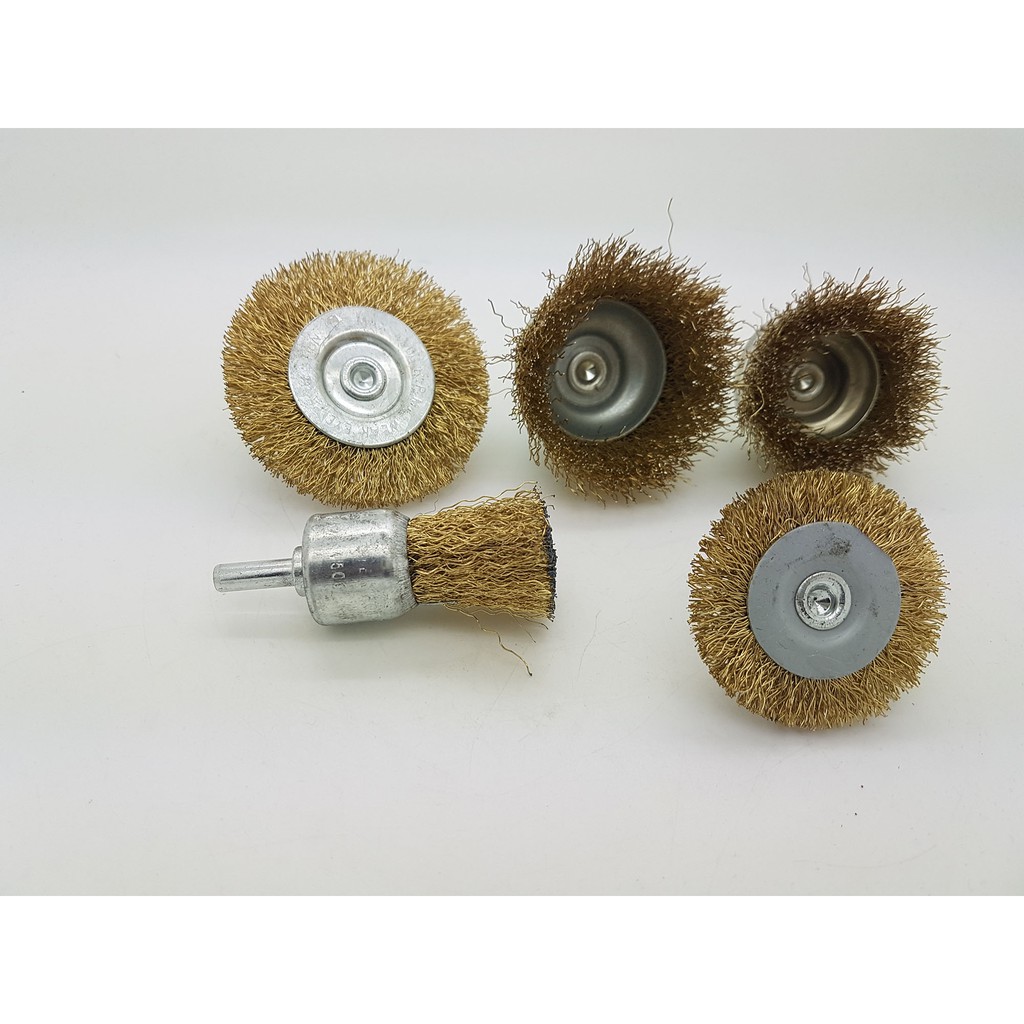 Jual Dijual 5 pc Wire Cup / Wheel Brush Set For Drill, Steel Brass ...