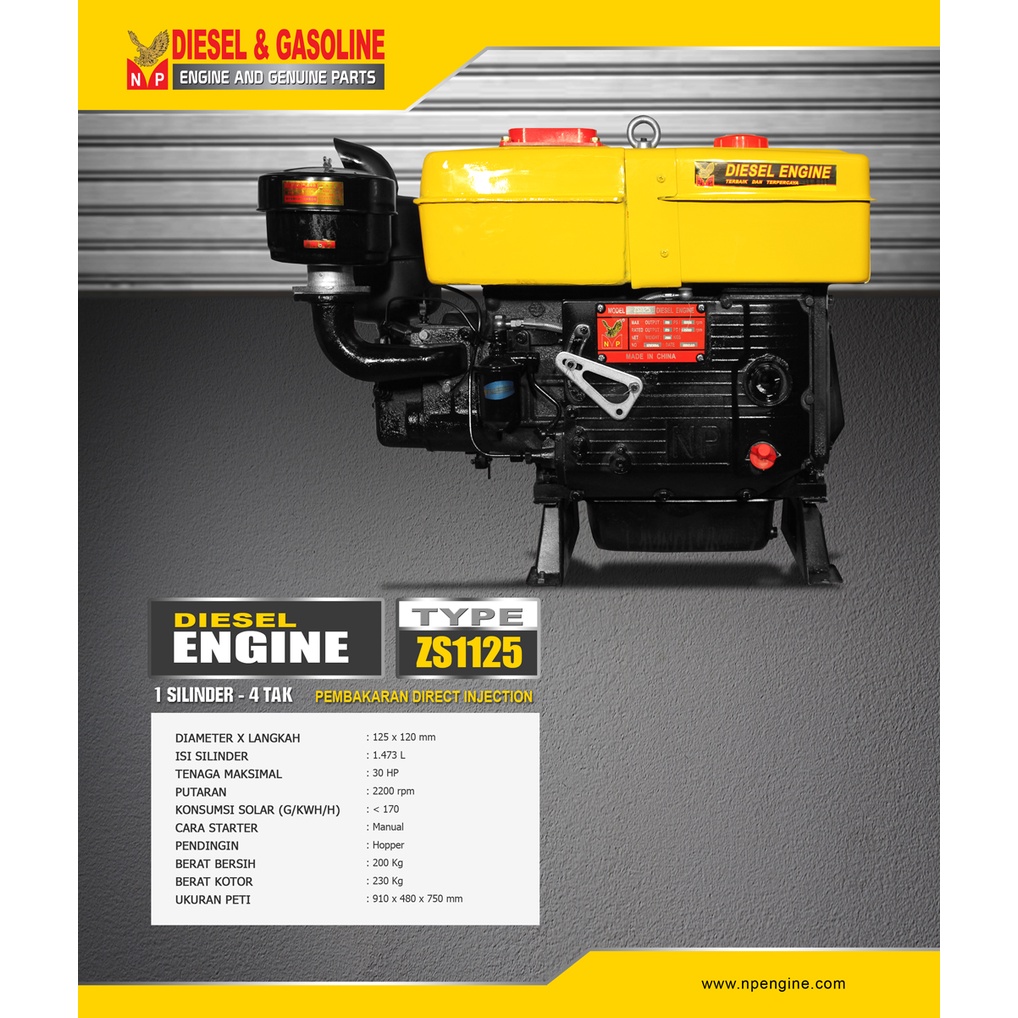 Jual MESIN DIESEL PENGGERAK SOLAR ZS1125 ZS-1125 28PK NP | Shopee Indonesia