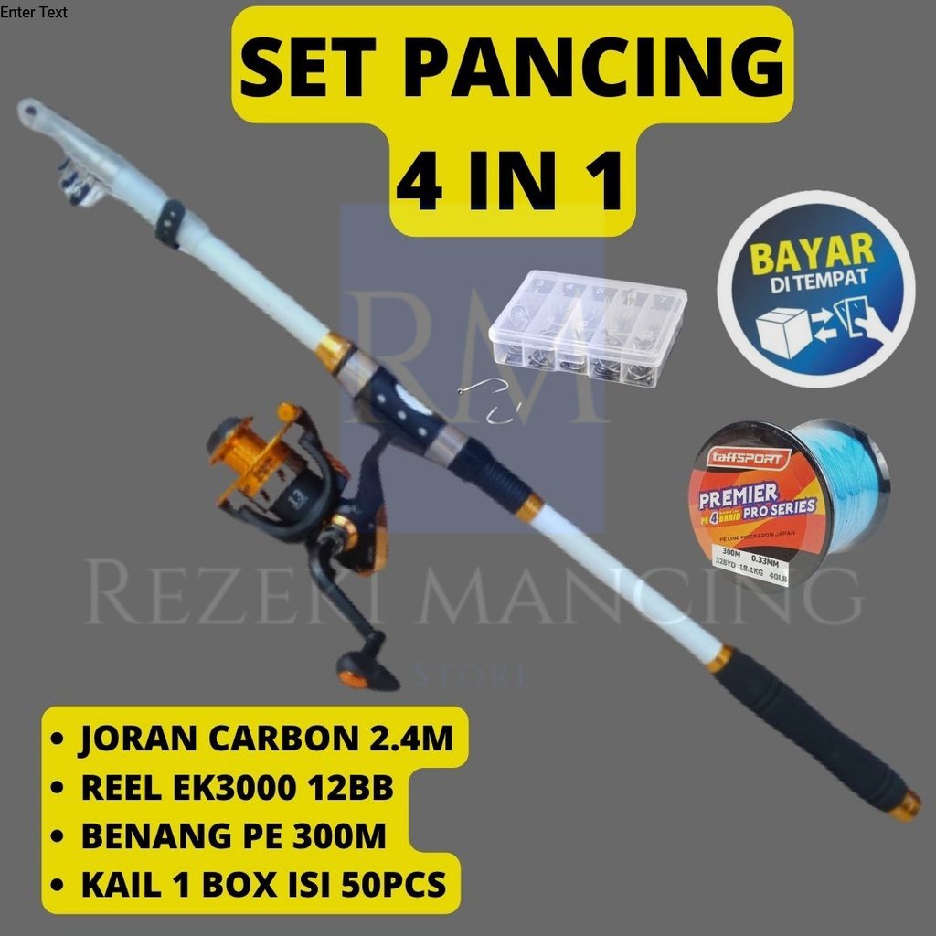 Jual Set Pancing Laut Joran Antena Carbon dan Reel 13 BB Full Set Joran Stik Karbon Teleskopik ...