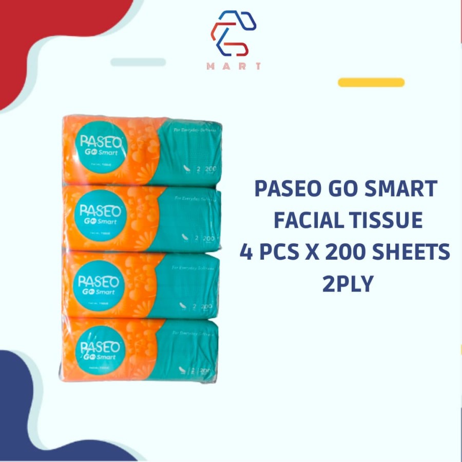 Jual Facial Tissue Paseo Go Smart 1 Pack ( 4 pcs x 200 sheets x 2 ply ...