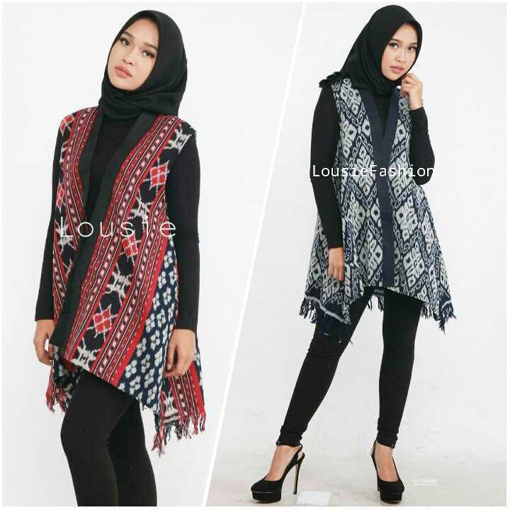 Jual Long vest Rumbai baju wanita Tenun etnik outer tanpa lengan XXL ...