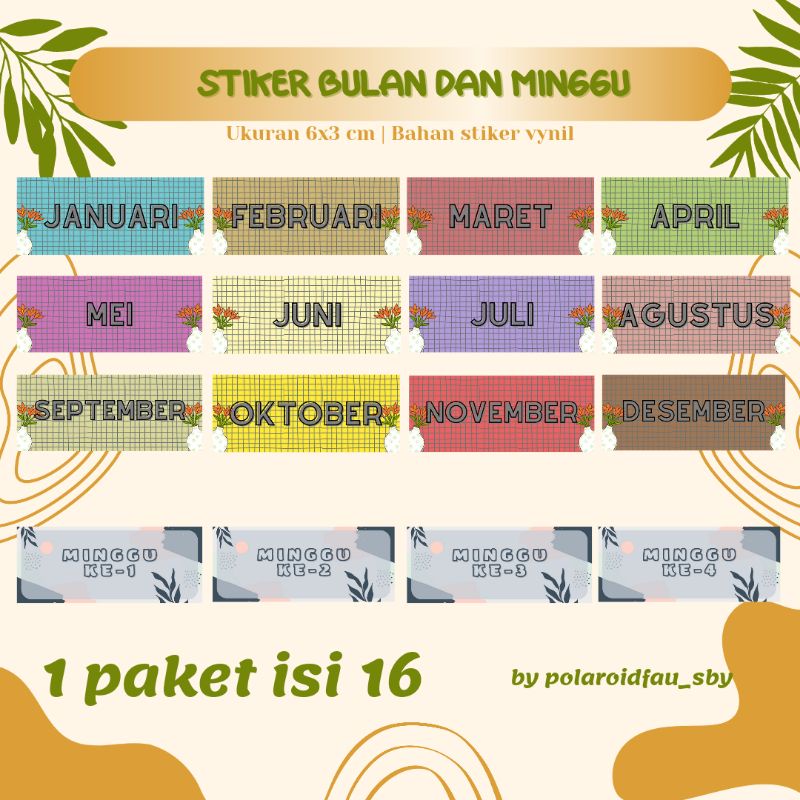 Jual STIKER BULAN DAN MINGGU | Shopee Indonesia