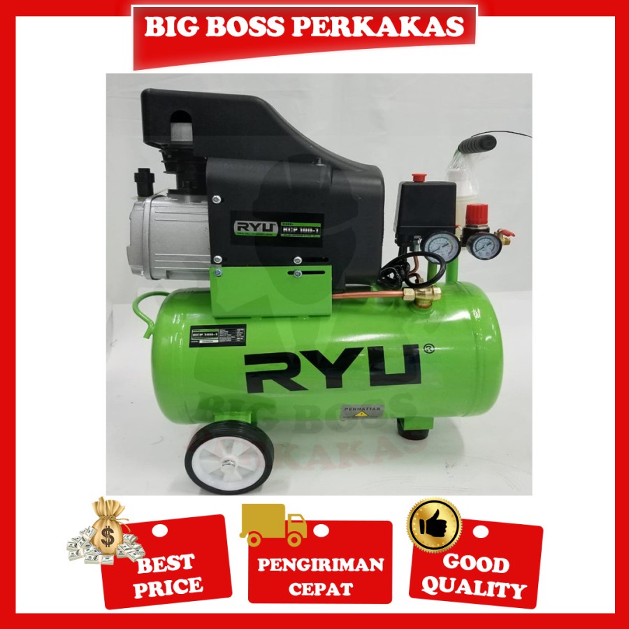 Jual RYU RCP100-1 RCP 100-1 Kompresor 1 HP 1HP 24 Liter Portable Compressor | Shopee Indonesia