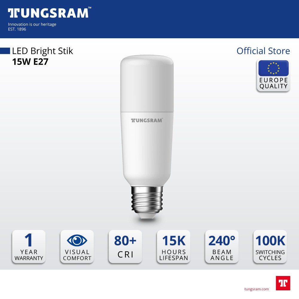 Jual Tungsram Bohlam Lampu LED Stick 15W Daylight Putih 6500K | Shopee ...