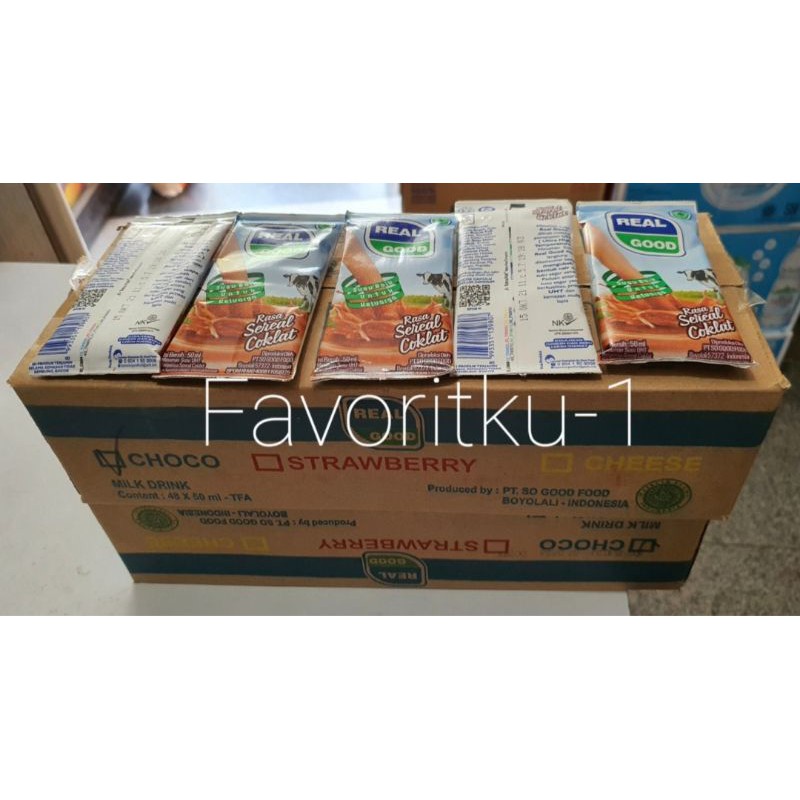 Jual Susu Bantal UHT Real Good Rasa Sereal Cokelat 50 ml. 1 Dus Isi 60 ...