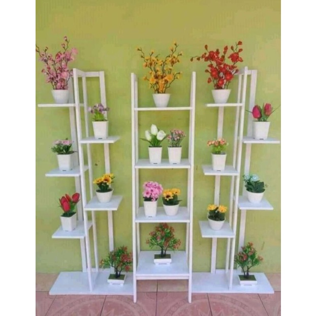 Jual Rak bunga kayu zig-zag// Rak kayu hiasan ruangan //rak bunga kayu ...