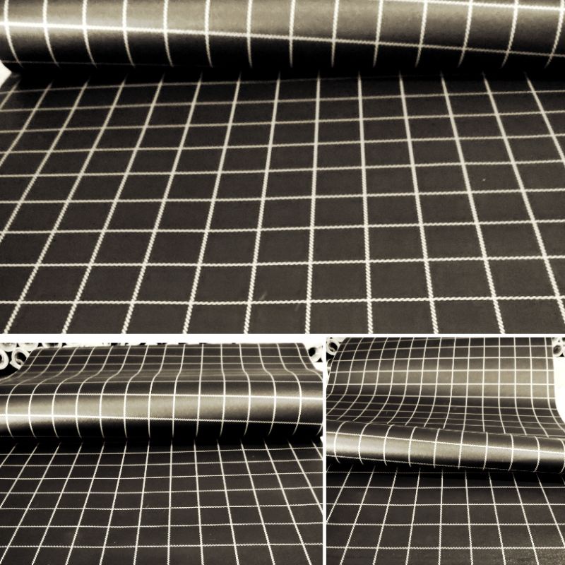 Jual Wallpaper Sticker Dinding Hitam Polos Garis Putih Kotak-Kotak Wall ...