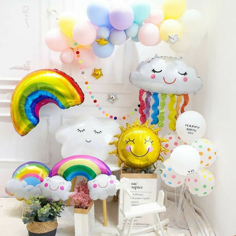 Jual Balon Foil Awan Pelangi Jumbo Rainbow | Shopee Indonesia