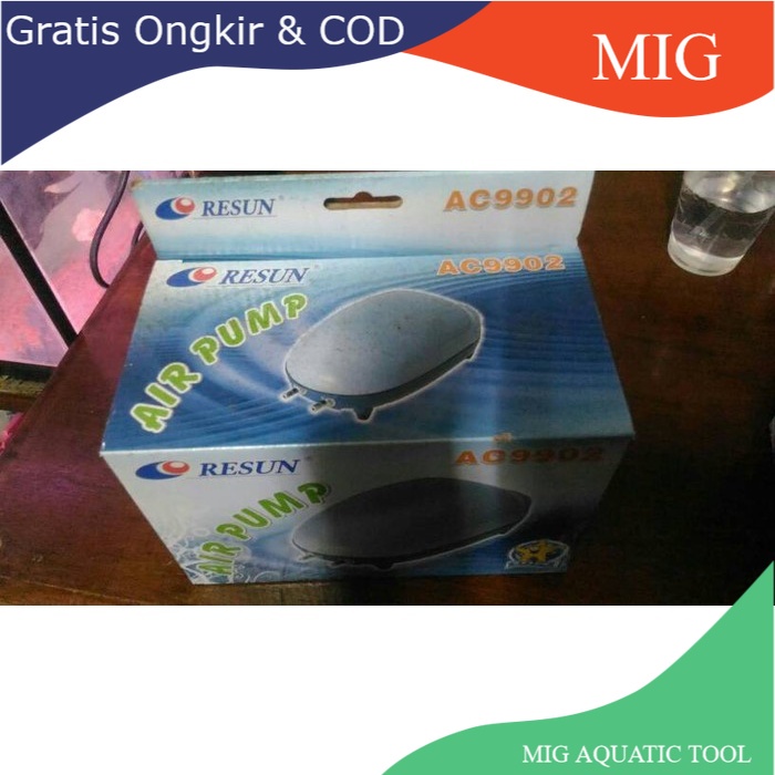 Jual pompa udara aerator 2 lubang air pump aerator aquarium 2 titik Resun AC 9902 | Shopee Indonesia