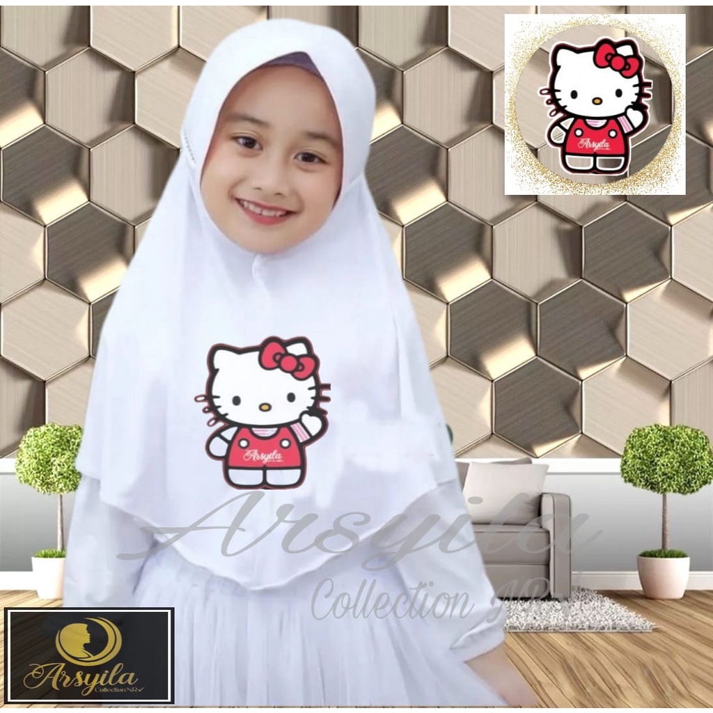 Jual Jilbab anak HELLO KITTY / Hijab Anak Kerakter Hello Kitty ...