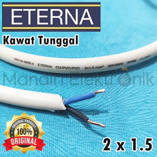 Jual Kabel Listrik Eterna NYM 2x1,5 Kawat Tembaga Per Meter - Kabel Listrik Eterna Tunggal ...