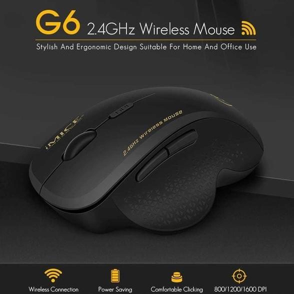 Jual IMICE WIRELESS GAMING MOUSE ERGONOMIC 1600 DPI SILENT EDITION - G6 ...