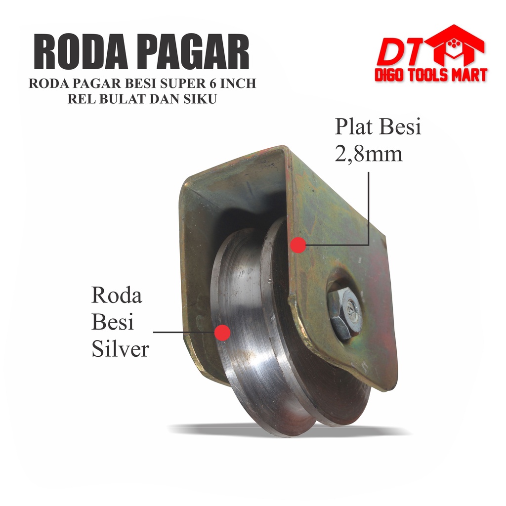 Jual Roda Pagar As Besi Super Tebal 6 Inci Rel Bulat Dan Rel Siku 1pcs ...