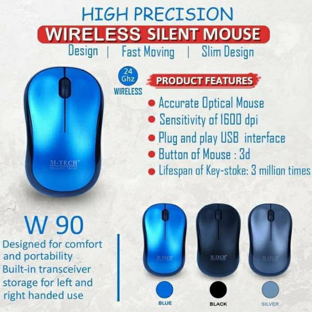 Jual M-Tech W90 Mouse Wireless 2.4GHZ Silent | Shopee Indonesia