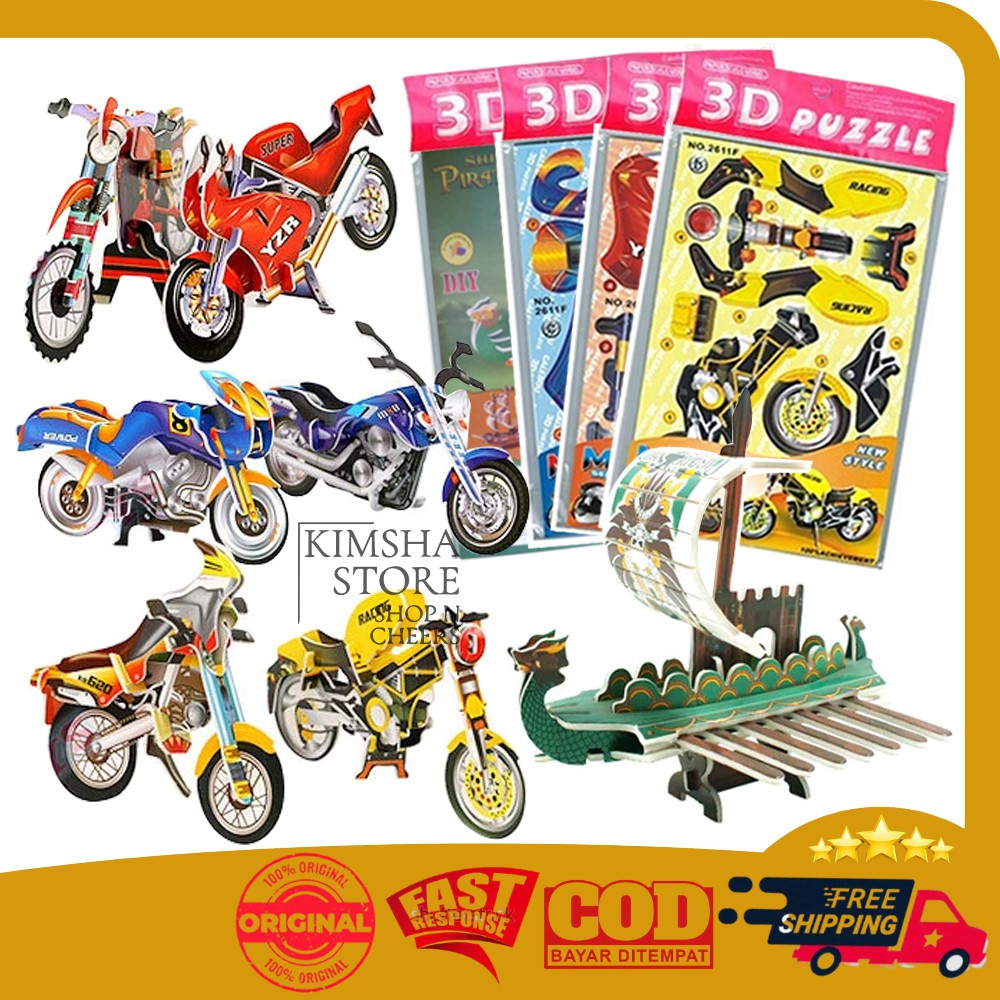 Jual DIY Puzzle 3D Motor Series Mainan Rakit Motorcycle Edukasi Anak ...