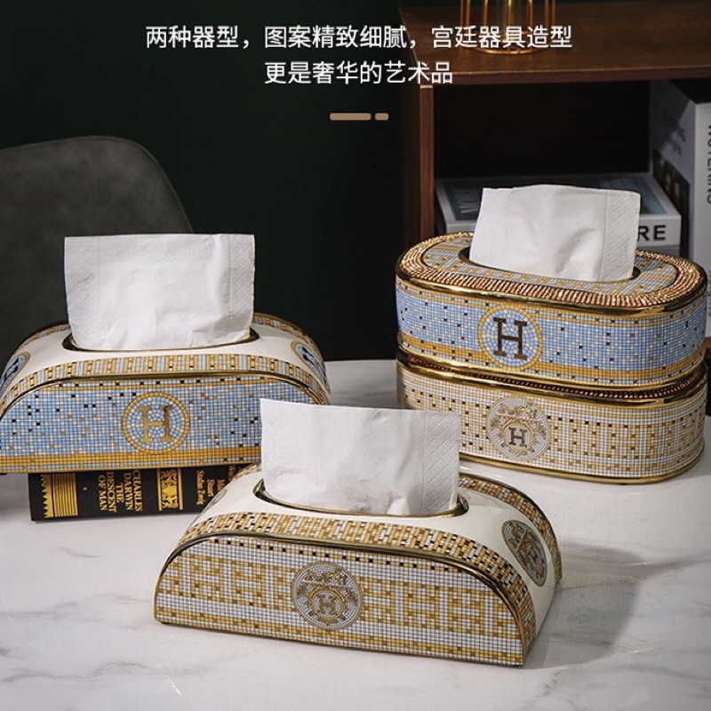 Jual Tissue Box H Branded Luxury Kotak Tissue Keramik Mewah Gold Merek ...