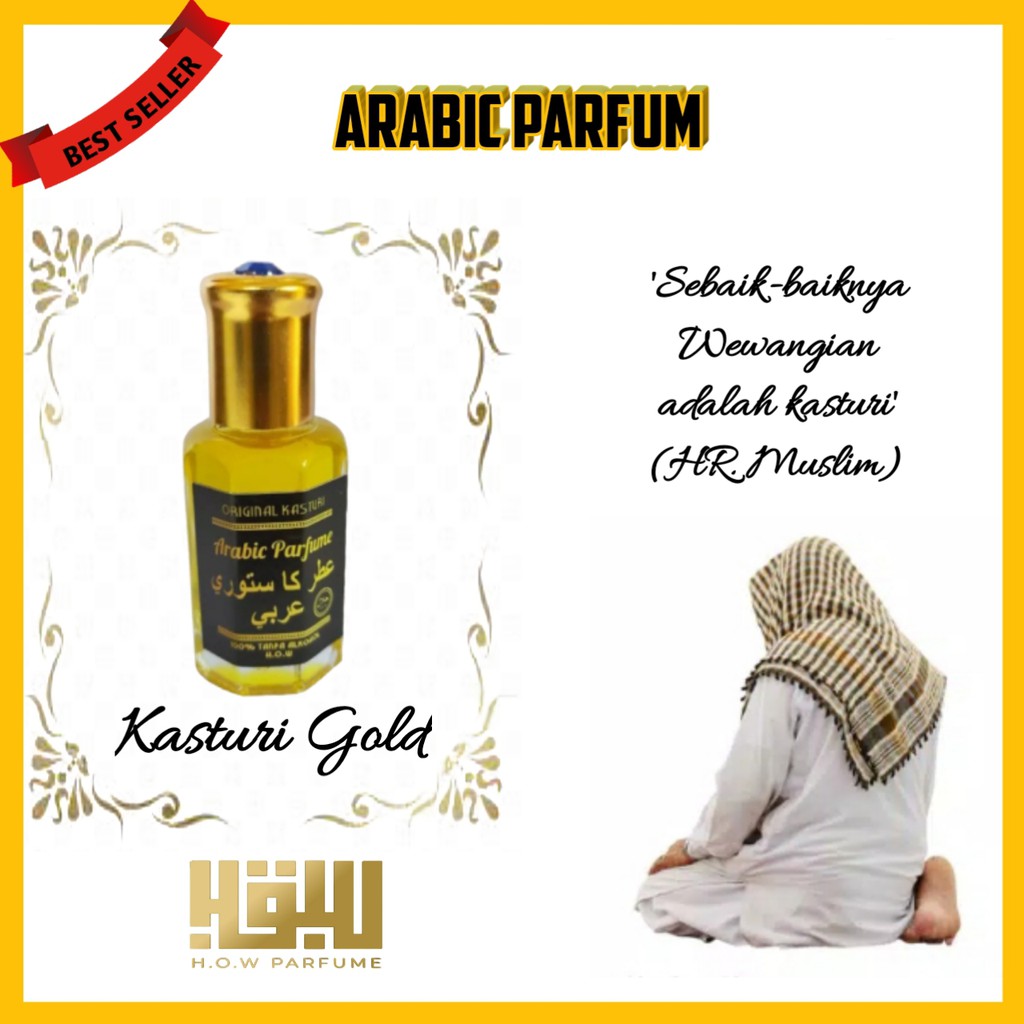 Jual FARFUM KASTURI GOLD/KUNING ORIGINAL H.O.W NON ALKOHOL WANGI TAHAN ...