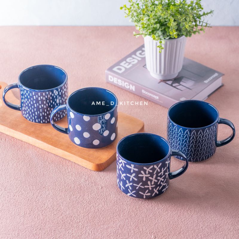 Jual Mug bijian keramik vintage biru navy | Shopee Indonesia